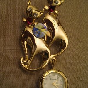 Bonetto Watch Cats Rhinestone Brooch Japan Movemnt | Accessories ...